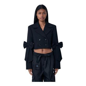 Ganni Cropped Blazer - - Jackets - Damen - Schwarzk - S