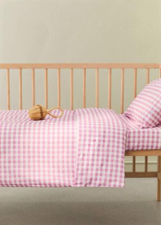 Mango Housse de couette berceau coton carreaux vichy rose - Home - 100x120cm - MANGO HOME