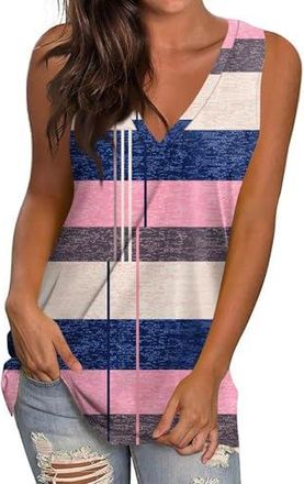 Generic Debardeur Femme Chic et &eacute;l&eacute;gant Chemisier sans Manche Imprimer D&eacute;bardeur Top Col V ete Haut Chic et Elegant Caraco Vetement Femme ete Tee Shirt sans M