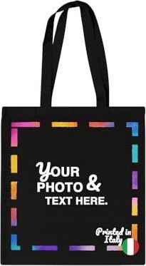 JOPHY & CO. Shopper personnalis&eacute; 100 % coton Shopper personnalisable 37,5 x 40,5 - poign&eacute;es longues et confort - cod. 8704, Noir