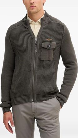 Aeronautica patch zipped cardigan - Grau