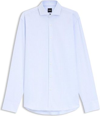 HUGO BOSS Baumwollhemd mit Karo und Haifischkragen, Regular Fit in