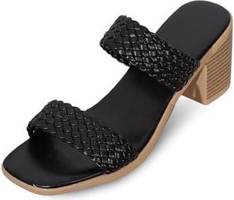 Generic Escarpins Femmes Femme légantes Bloc de Talon Mode Casual avec Bride la Cheville Chaussures Haut Sexy Mariage Soirée Club