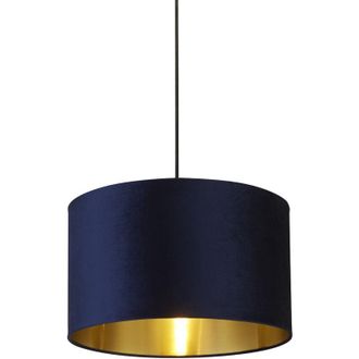 Searchlight Abatjour velour bleu marine avec interieur dor&eacute; diam&egrave;tre 40cm