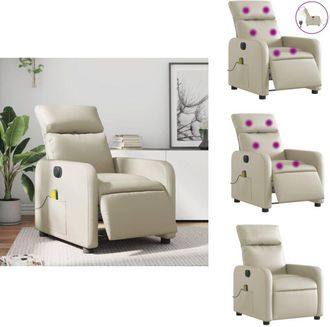 vidaXL Massagesessel Elektrisch Creme Kunstleder - Massage Stuhl - Relaxsessel - Elektrisches Sofa - Fernsehsessel - Bequeme Lounge Chair