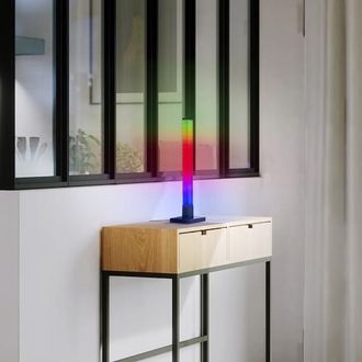 Lightbox RGB-LED Tischlampe | 50 cm Höhe | dimmbare Tischleuchte mit Musiksensor & Fernbedienung & RGB-Frontlight | max. 65 lm | integiertes LED | aus Aluminiu