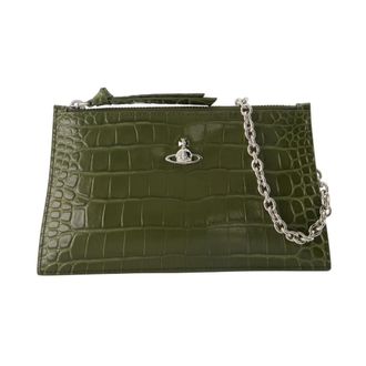 Vivienne Westwood Kleine flache Rei&szlig;verschluss-Clutch - - Bags - Damen - Gr&uuml;n - ONE SIZE