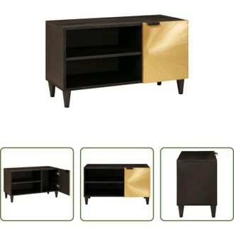 vidaXL TV-Schrank Schwarz Gold - TV-Schr&auml;nk Schwarz und Gold 80 x 33 x 46 cm Holzwerkstoff