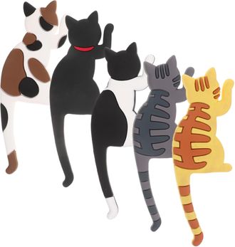 Garneck Magnetische Katzenhaken Aus Langlebigem Material 5 St&uuml;ck Praktische K&uuml;hlschrank Und K&uuml;chenhaken F&uuml;r Zuhause Und B&uuml;ro Starke Tragkraft Platzsparend