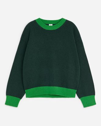 Arket Pullover Aus Baumwolle Und Wolle -Gr&uuml;n