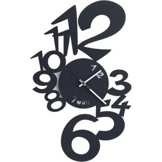 Arti e Mestieri Arti E Mestieri - Lupine - Wanduhr &Oslash;50 cm, Stahl schwarz, modernes Design - Made in Italy