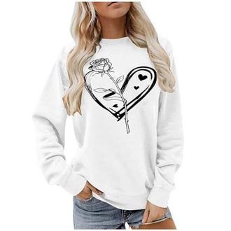 Generic Pull pour femme - Sweat &agrave; capuche pour la Saint-Valentin - Imprim&eacute; - T-shirt &agrave; manches longues d&eacute;contract&eacute; - Ample - Oversize - Haut de sport - Chemis