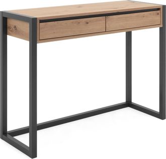 Homestyle4u 2112 Konsolentisch Flurtisch Eiche Schwarz Flurtisch Kommode Holz Massiv Schrank Beistelltisch Highboard Anrichte