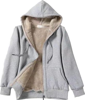 Generic 2026 Vestes &agrave; manches longues et fermeture &eacute;clair pour femme Veste composite pull, gris, 3XL