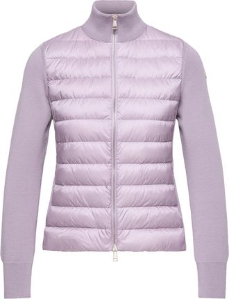 Moncler Moncler Cardigan Zipp&eacute; Matelass&eacute; En Laine, Femme, Violet, Taille: Xs