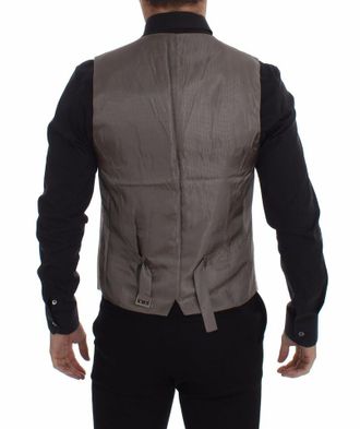 Dolce & Gabbana Mens Beige Cotton Stretch Dress Vest Blazer