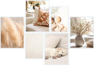 Wackadoo Bilderrahmen Set 6er 4 St. 30x40 cm, 2 St. A4 21x29,7 (DIN A4) mit echten Glasscheiben, verschiedene Größen weiß, photo frame Poster