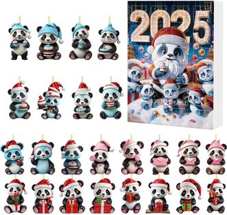Generic Panda Advent Ornamente - Acryl-Panda-Set, 24 Tage Countdown-Kalender | Hochwertige Festliche Tieranh&auml;nger f&uuml;r und M&auml;dchen, Fenster