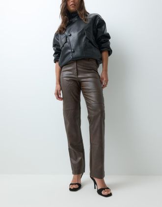 Bardot pantalon taille haute chocolat-Marron