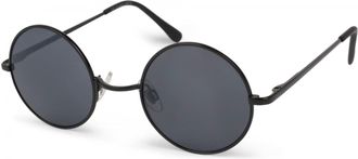 styleBREAKER Unisex Sonnenbrille kleine runde Gl&auml;sern und filigranem Metall Rahmen, Schmale Ausf&uuml;hrung, Federscharniere 09020065, Farbe:Gestell Schwarz/Glas Grau g