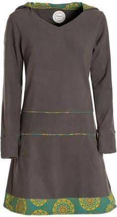 vishes Midikleid Extra warmes Winterkleid Damen Pullover-Kleid Sweatkleid Eco-Fleece Elfen, Hippie, Goa Style