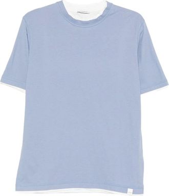 Paolo Pecora Homme, Tops, Bleu, Taille: 2XL T-shirt &agrave; bordure contrast&eacute;e