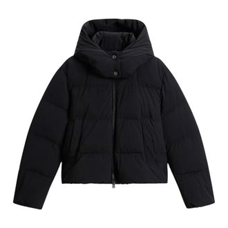 Woolrich Matt Stretch Long Puffer Parka - - Jackets - Damen - Schwarzk - S