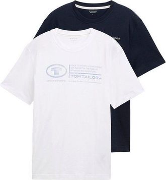 Tom Tailor T-Shirt (Packung, 2-tlg) mit Logo Print