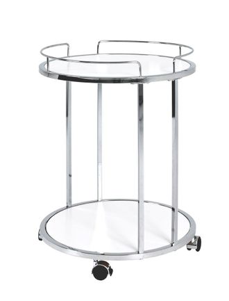 Haku M&ouml;bel Beistelltisch auf Rollen Chrom, wei&szlig;, MDF, Metall - Ma&szlig;e: H 60 cm x &Oslash; 45 cm, Style: Modern