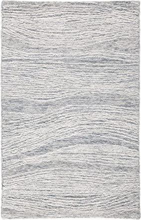 Safavieh Geometrisch Teppich für Wohnzimmer, Esszimmer, Schlafzimmer - Metro Collection, Kurzer Flor, Grau und Elfenbein, 69 X 122 cm