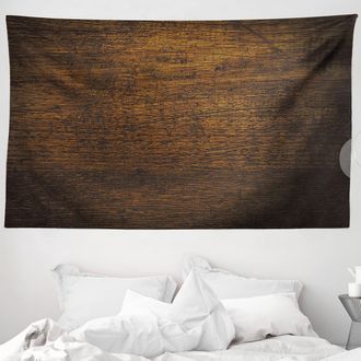 Abakuhaus H&ouml;lzern Wandteppich und Tagesdecke, Antike Holzweinlese aus Weiches Mikrofaser Stoff Waschbar ohne Verblassen Digitaldruck, 230 x 140 cm, Kastanienbra