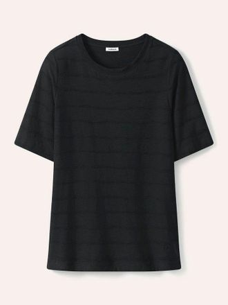 Walbusch T-Shirt Damen Baumwollshirt Streifenstruktur Rundhals pflegeleicht Atmungsaktiv, Regular-Fit, L&auml;nge ca. 64 cm, maschinenwaschbar