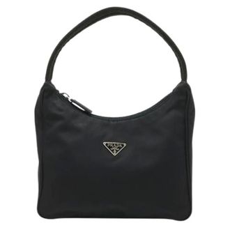 Prada Pre-owned Nylon Triangle Logo Accessory Pouch Handbag - Femme - Pre-owned - Noir - Taille: ONE Size