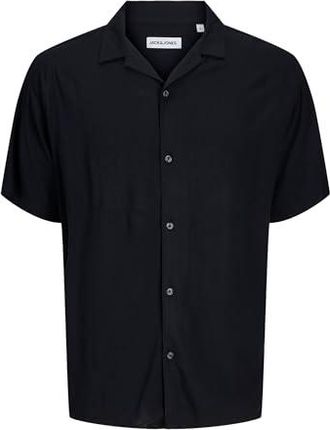 Jack & Jones Jjejeff Solid Resort S/S Sn Pls Chemise à Manches Courtes pour Homme, Noir, 3XL Grande Taille