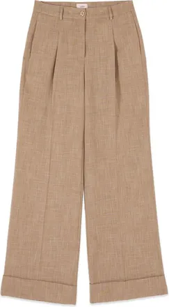 Oltre Femme, Pantalons, Beige, Taille: 38 FR Pantalon Palazzo en m&eacute;lange de viscose
