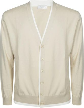 Paolo Pecora Homme, Pulls, Beige, Taille: L Cardigan Contrasti