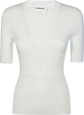 P.A.R.O.S.H. P.a.r.o.s.h., Femme, Pulls, Blanc, Taille: 36 FR Pull en maille c&ocirc;tel&eacute;e
