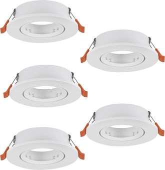 Eglo 5er Set Einbaustrahler Barranco, Spot Deckenleuchte schwenkbar, runder Einbauspot ohne Leuchtmittel, Deckenstrahler aus wei&szlig;em Kunststoff, GU10 Fassun
