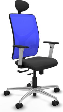 Piqueras y Crespo Atmungsaktiver B&uuml;rostuhl mit wei&szlig;en und schwarzen Armlehnen, h&ouml;henverstellbarer Lendenwirbelst&uuml;tze und festem Kopfteil, ausgestattet mit Syncro/Trasla