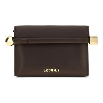 Jacquemus Le Sac Rond Carr&eacute; Clutch - Femme - Sacs - Brun - Taille: ONE Size