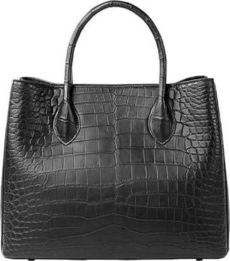Generic Sac &agrave; main de travail OL Lady en cuir de ventre de crocodile v&eacute;ritable, finition mate, pour femme. Sac bandouli&egrave;re grand format en cuir dalligator v&eacute;r
