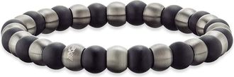 Save Brave Save Brave Bruce Herren Armband mit Onyxperlen und Carbonperlen in schwarz und silber - Länge: 20 cm - inkl. Schmuckverpackung