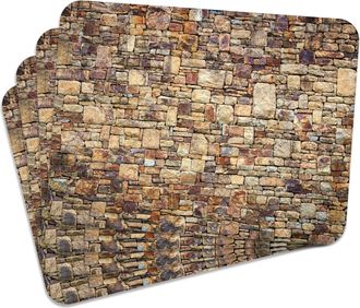 MG Design Set aus 4 Kork-Platzsets - Wall - 30 x 40 cm - hitzebest&auml;ndig & abwischbar, mit Korkr&uuml;ckseite