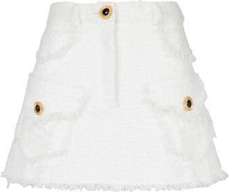 Balmain Femme, Jupes, Blanc, Taille: 40 FR Tweed Trapeze Skirt