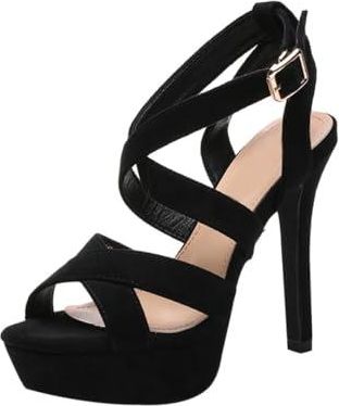 Garneck Sandales &agrave; Talons Hauts pour Femme Ouvertes &agrave; Chaussures &Eacute;t&eacute; Noires et &Eacute;l&eacute;gantes