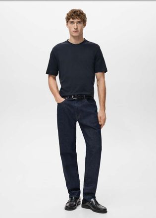 Mango Medium weight regular fit T-shirt bleu marine - Homme - XXL - MANGO MAN