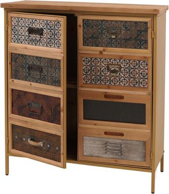 Hhg Apothekerkommode HHG-302, Schrank Highboard Stauf&auml;cher, Vintage Shabby-Look 94x80x35cm, wei&szlig;/blau