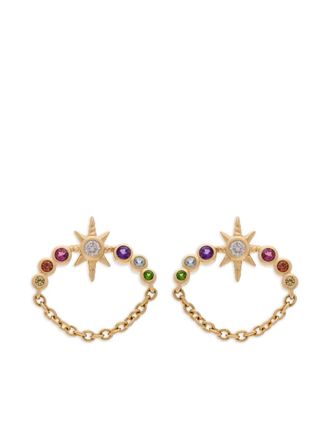 Eden Presley puces doreilles Orbit Rainbow en or 14ct serties de diamant