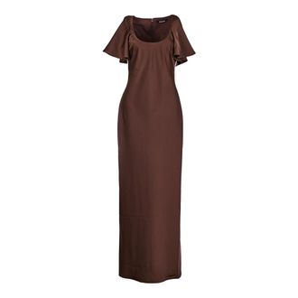 Rotate Satin Kleid mit flie&szlig;enden &Auml;rmeln - - Dresses - Damen - Braun - M