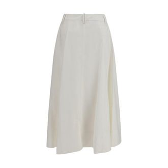 Brunello Cucinelli Womens White Viscose Long Skirt